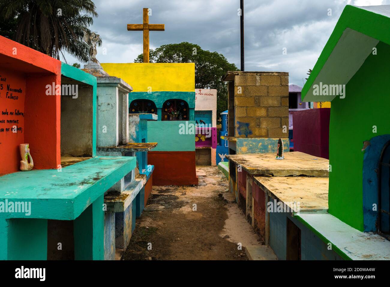 Colorful niches and above-ground tombs are seen during the bone ...