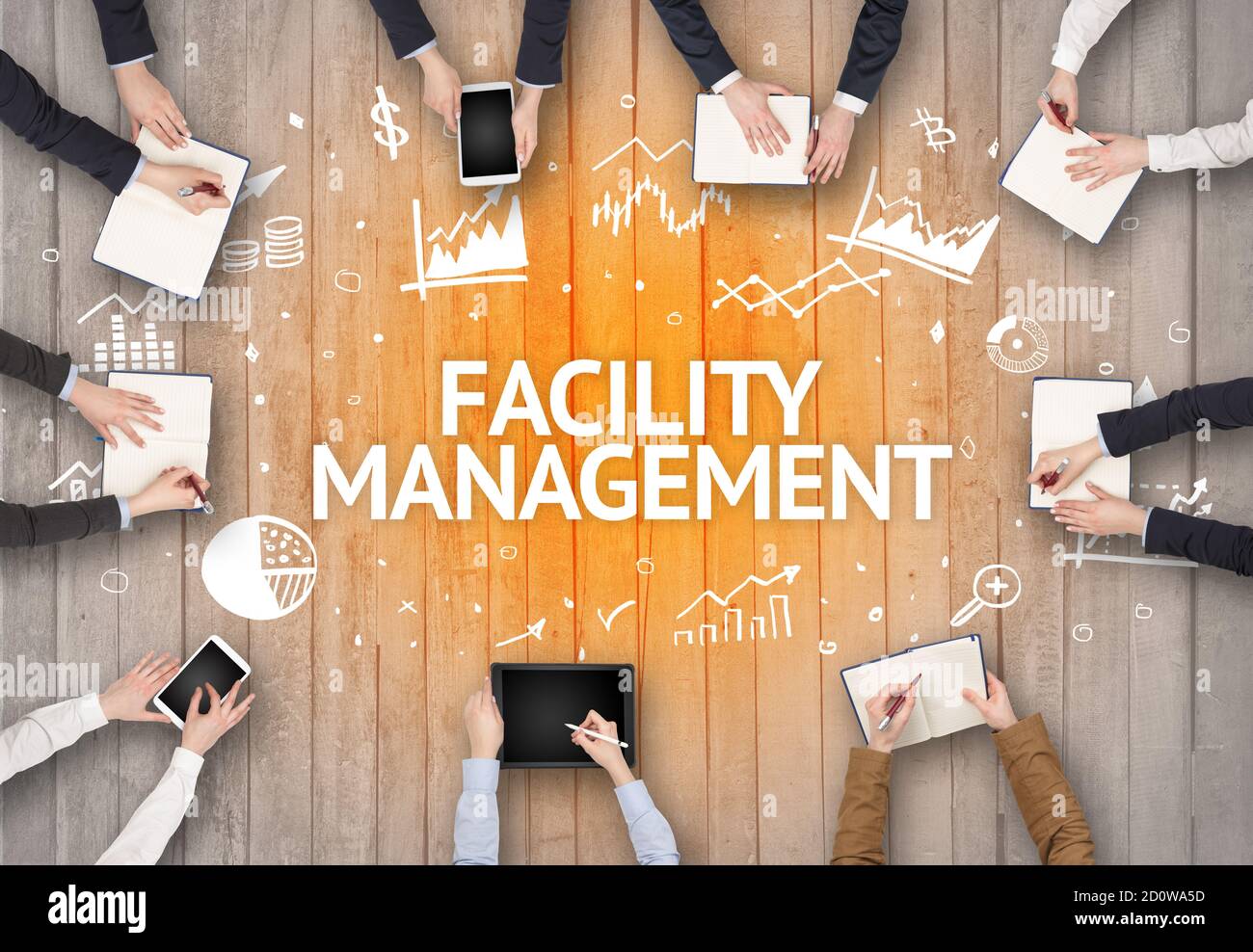 Group of Busy People Working in an Office with FACILITY MANAGEMENT ...