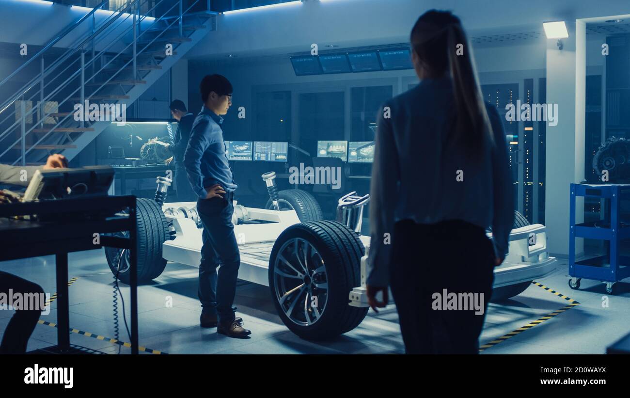 Development Laboratory Room with Diverse Professional Team of Engineers ...