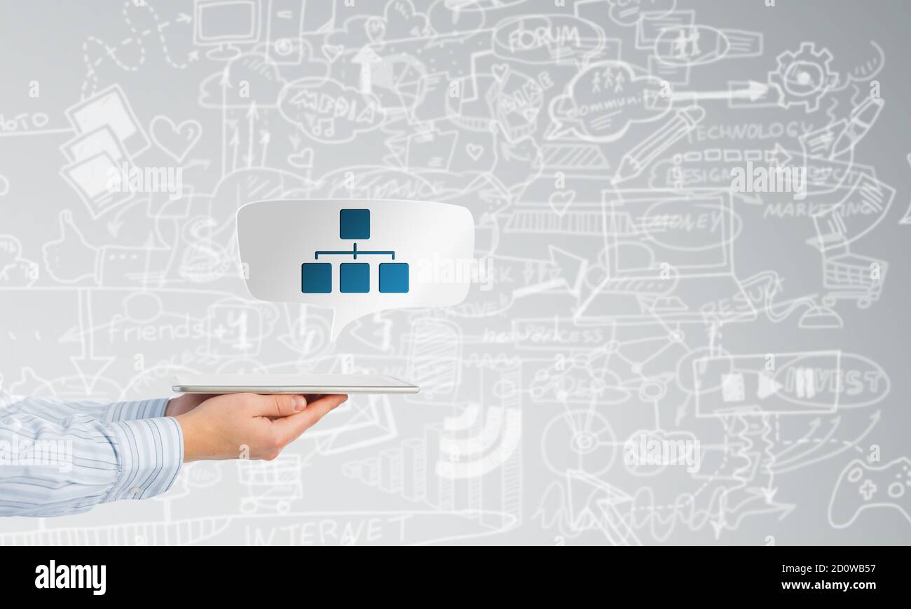 Man presenting interface application Stock Photo - Alamy