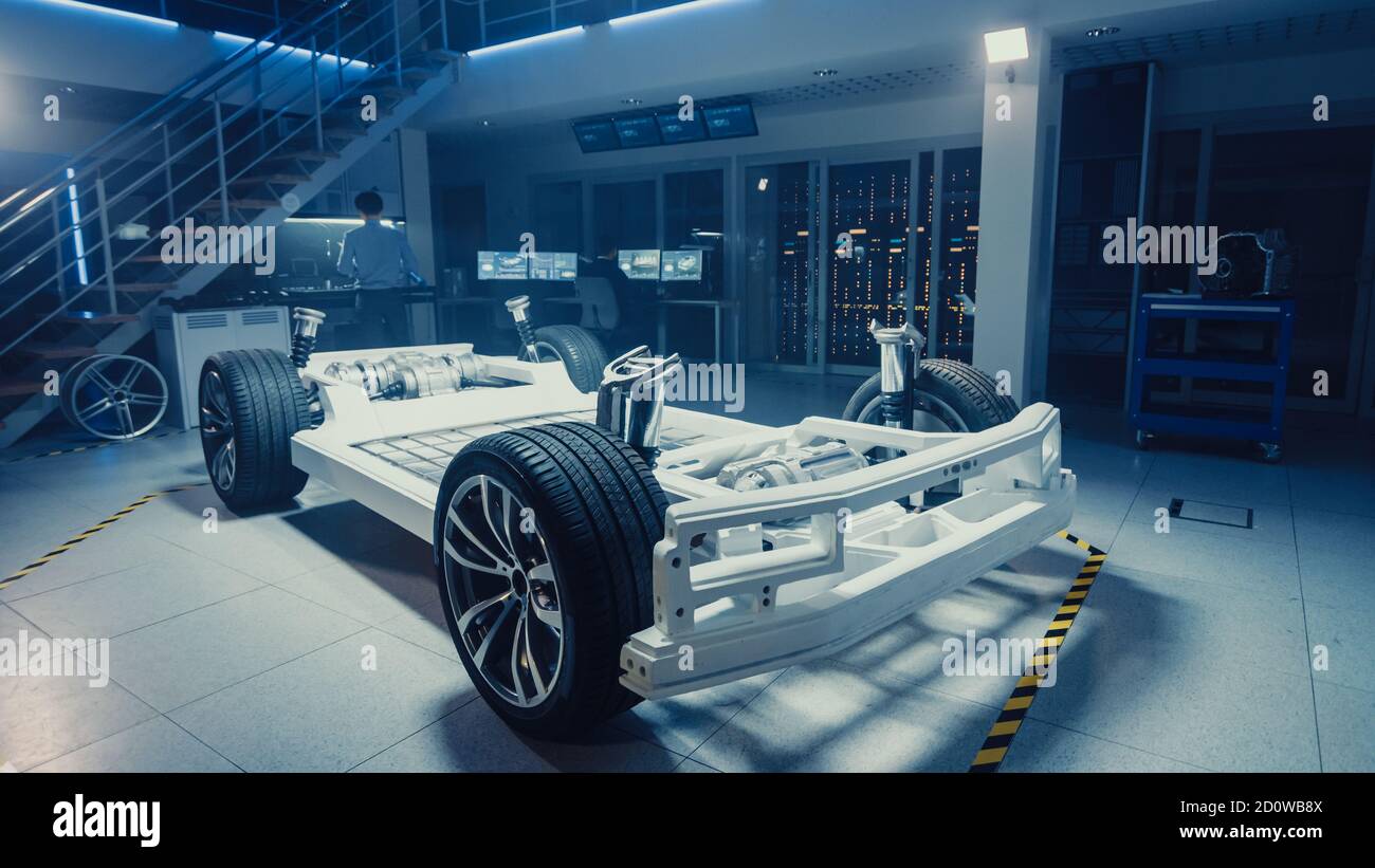 Concept of Authentic Electric Car Platform Chassis Prototype Standing ...