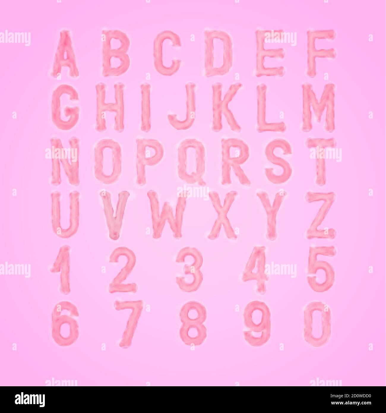 Pink festive alphabet. Set of letters and numbers for greeting cards ...