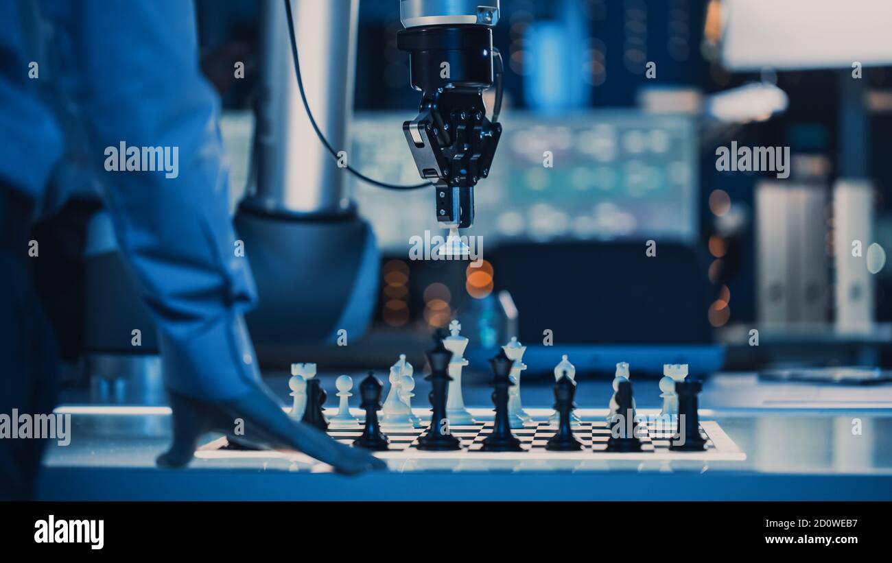 Close Up Shot of a Artificial Intelligence Operating a Futuristic ...