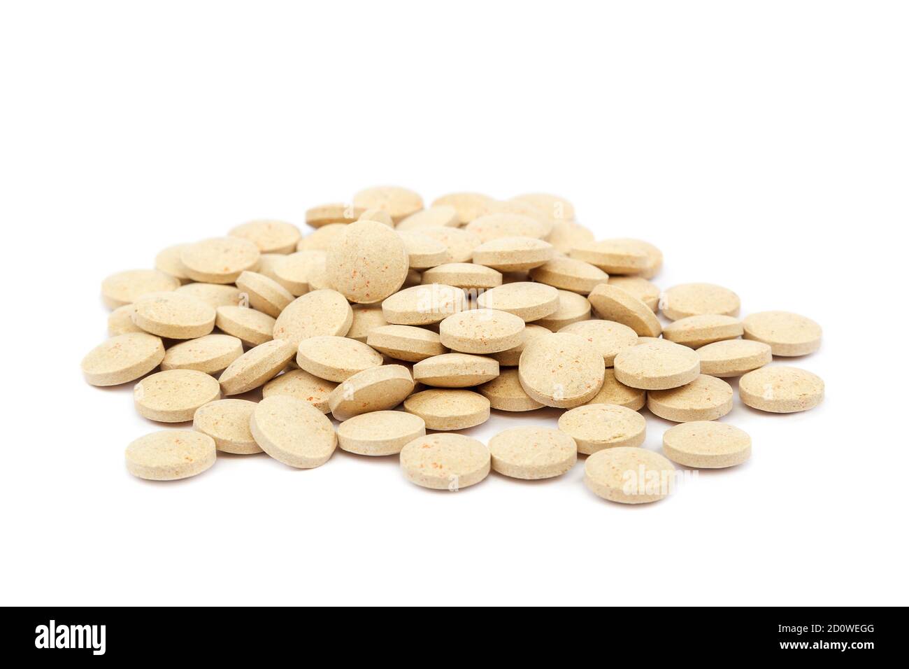 Tablets nutritional supplements vitamins isolated on white background ...