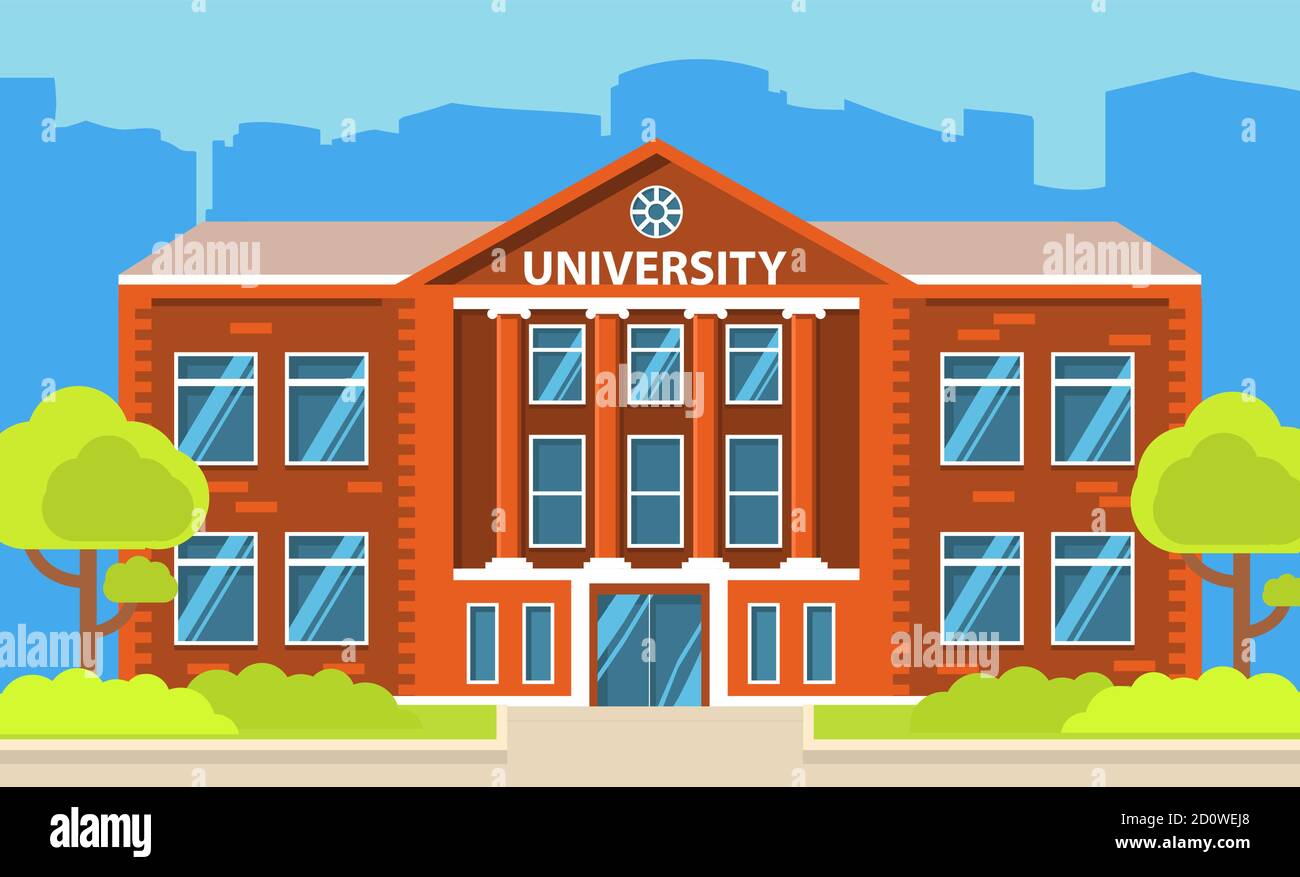Cartoon University Building Cartoon School Building Stockvectorkunst