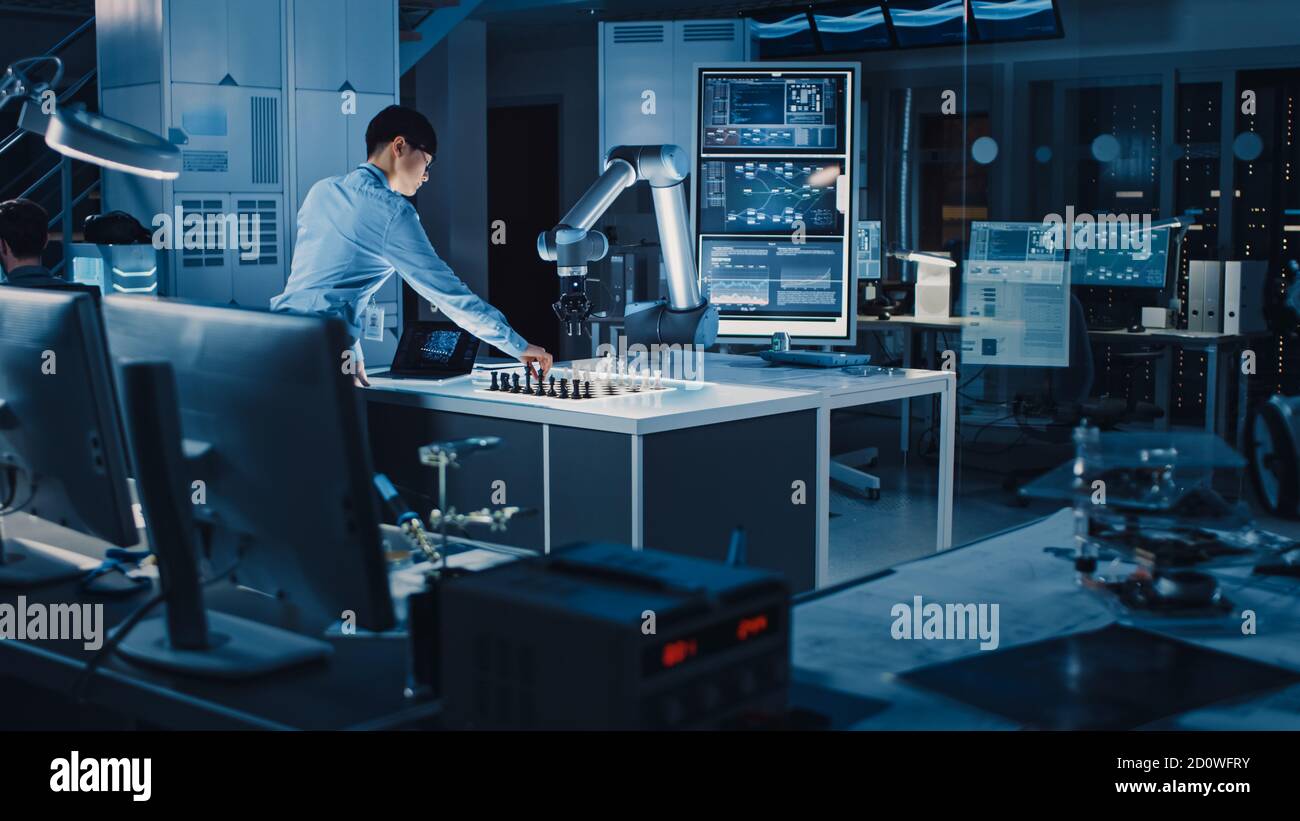 Professional Japanese Development Engineer is Testing an Artificial ...