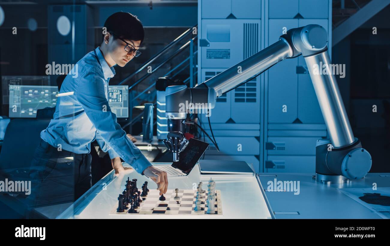 Professional Japanese Development Engineer is Testing an Artificial ...