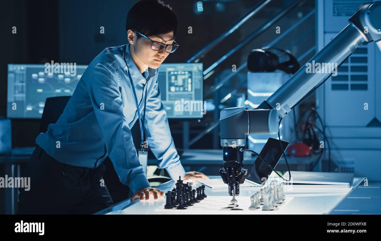 Professional Japanese Development Engineer is Testing an Artificial ...