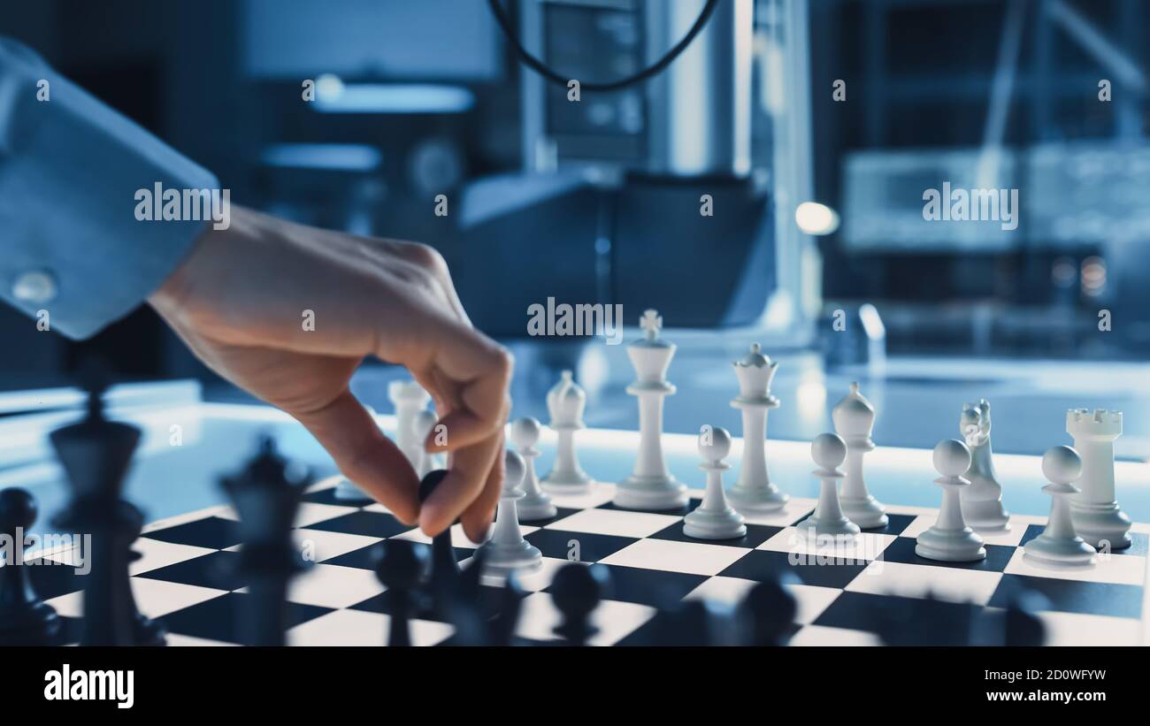 Close Up Shot of a Artificial Intelligence Operating a Futuristic ...