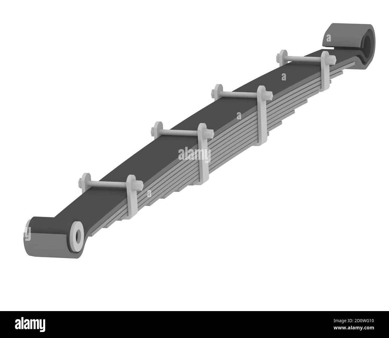 Leaf spring of the car isolated on white background. Detail of the car ...
