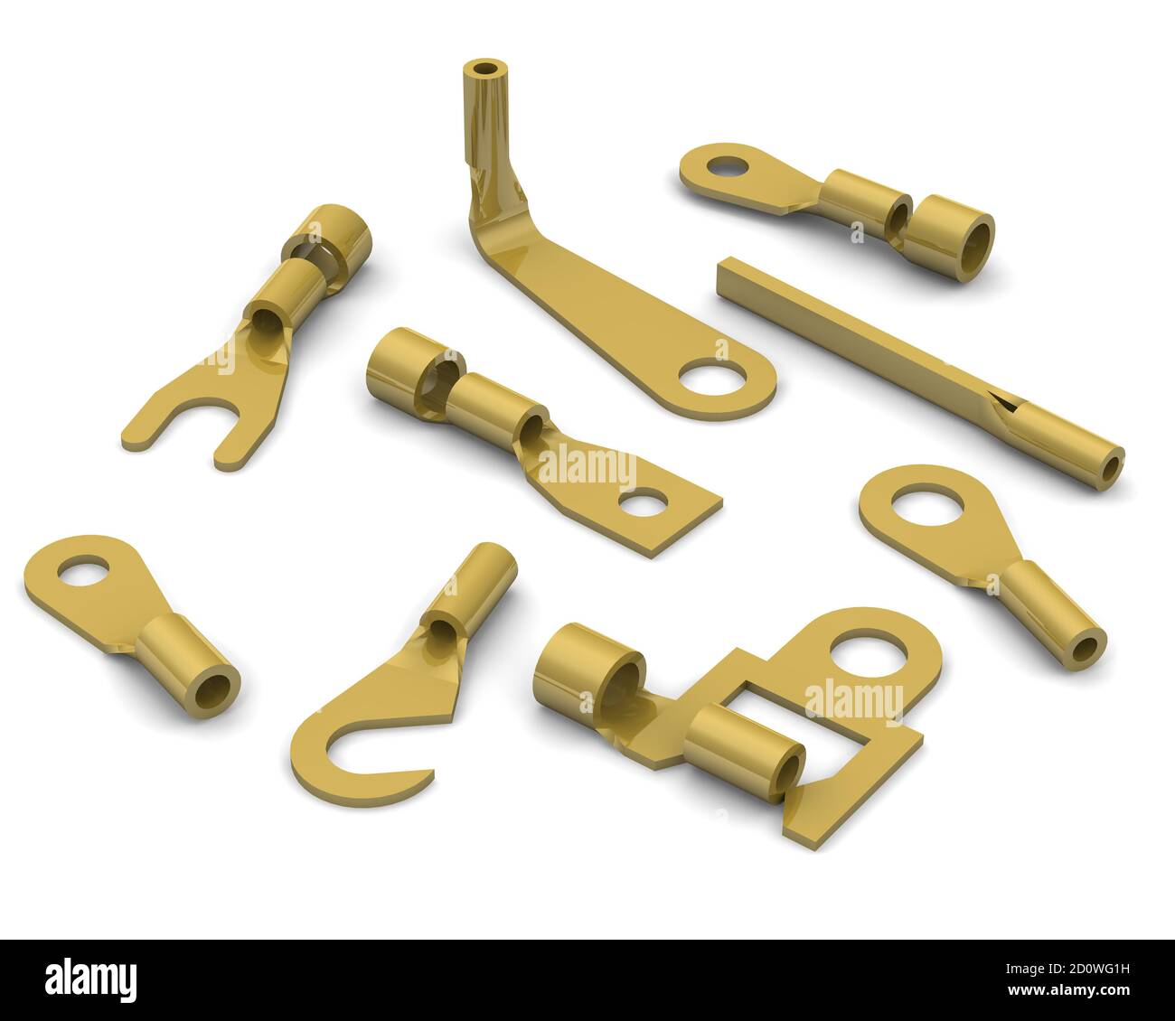 Tips cable crimp. Set of tips cable crimp on white surface. Isolated ...