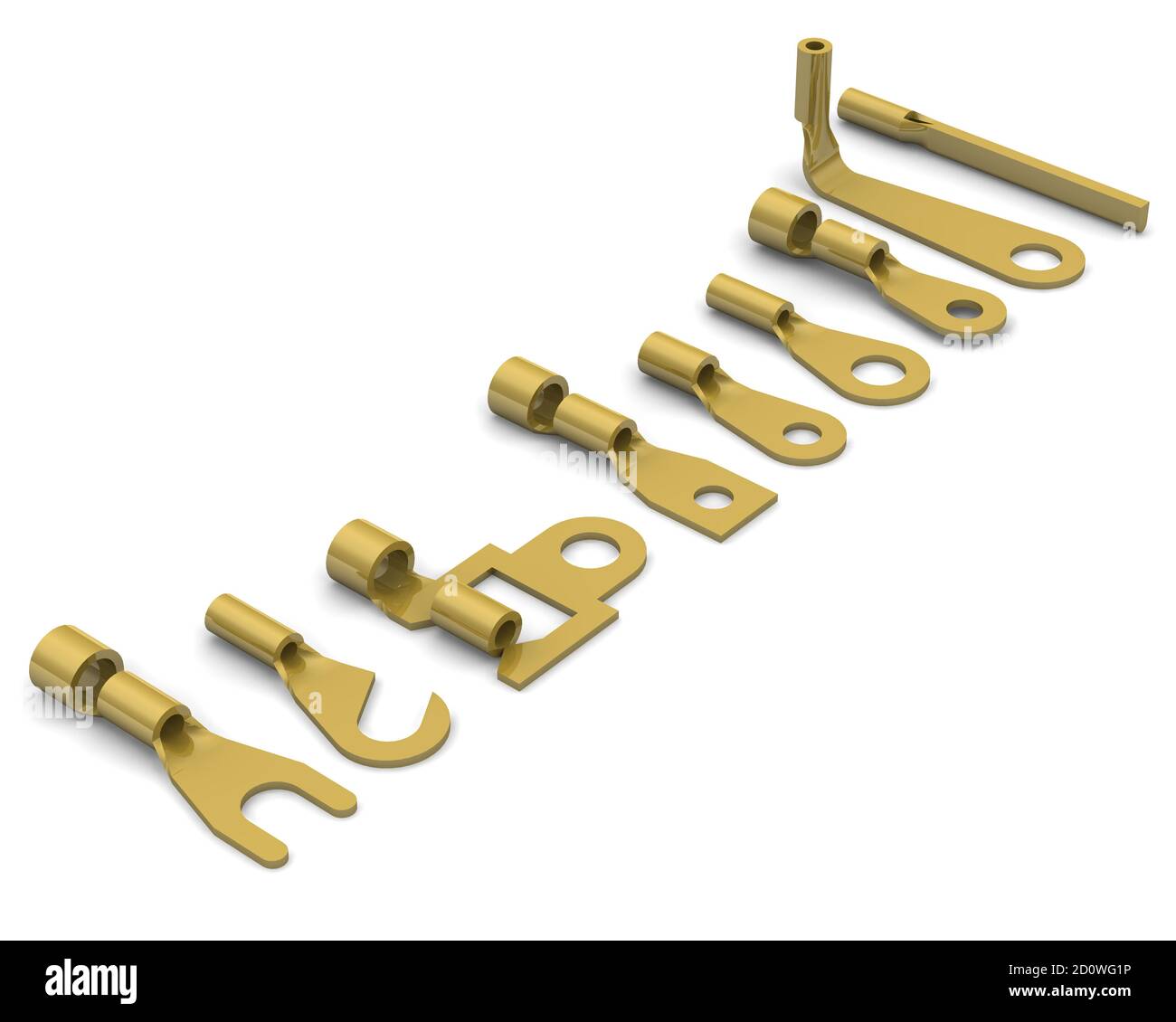 Tips cable crimp. Set of tips cable crimp on white surface. Isolated ...