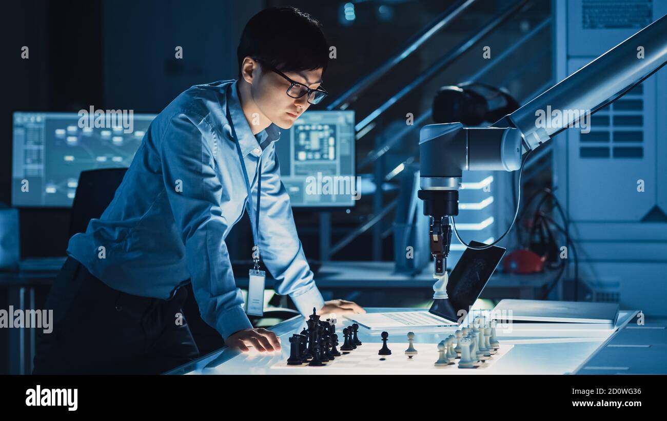 Professional Japanese Development Engineer is Testing an Artificial ...