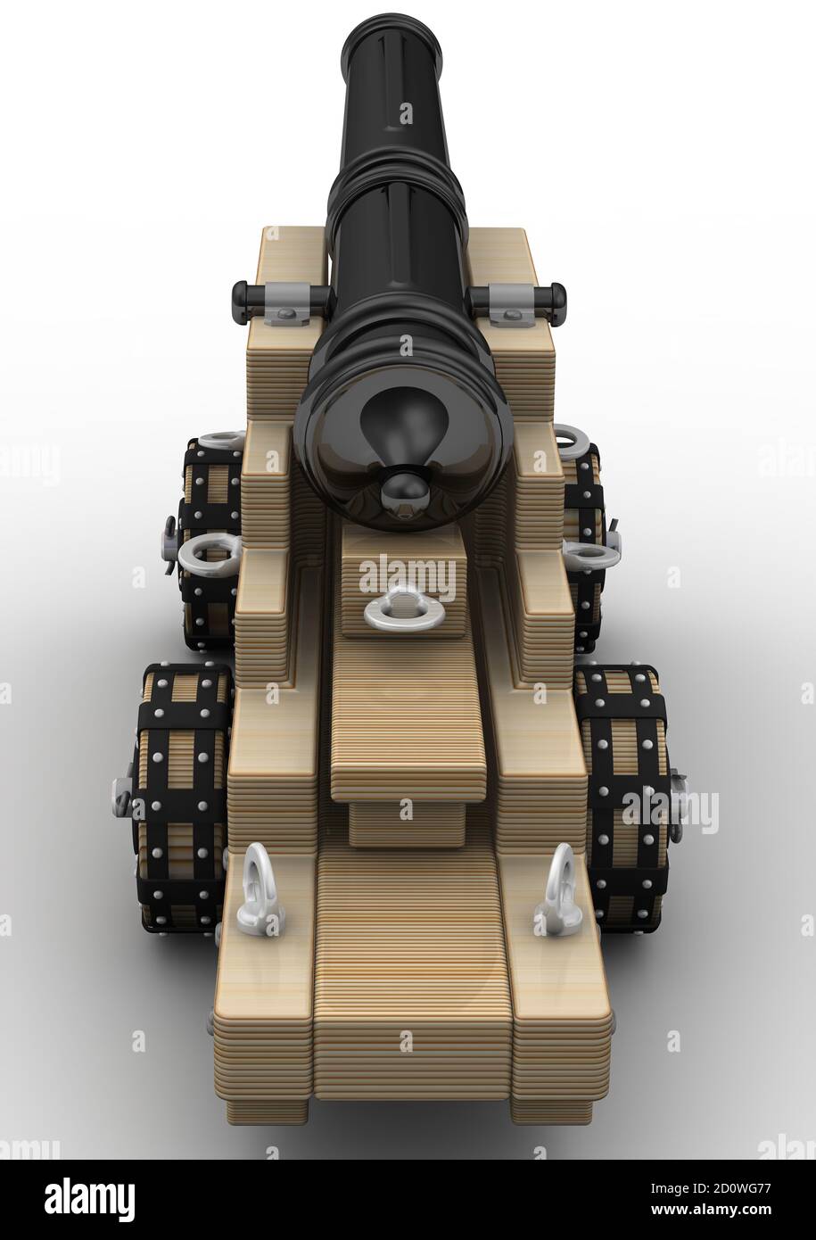 Artillery gun. Ancient artillery gun on white surface. 3D Illustration ...
