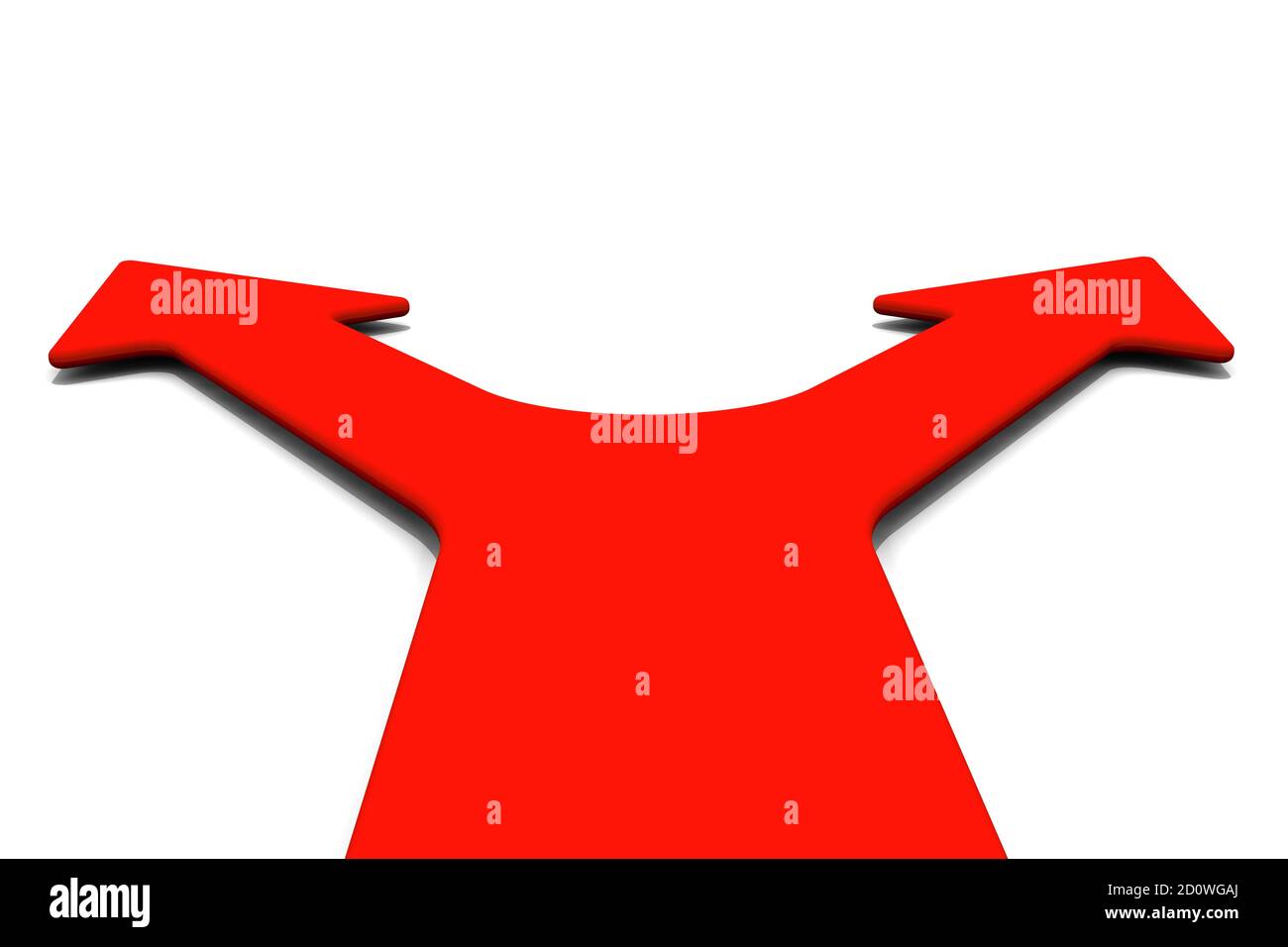 The choice of direction. Fork in the form of two red arrows. Isolated ...