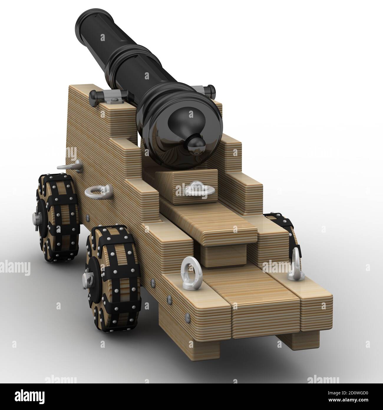 Artillery gun. Ancient artillery gun on white surface. 3D Illustration ...