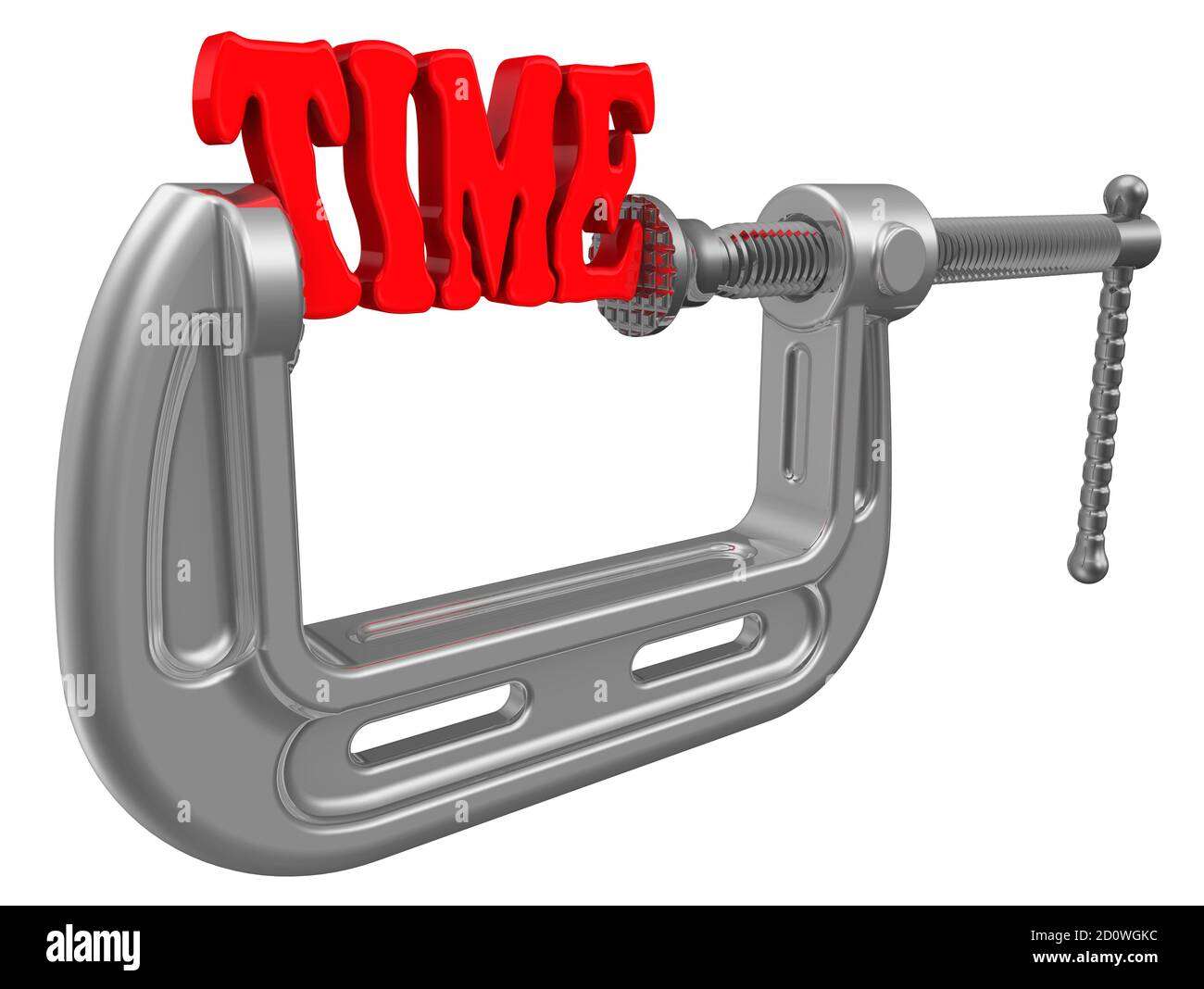 Lack of time. Red word TIME is clamped in the g-clamp. The concept of a ...