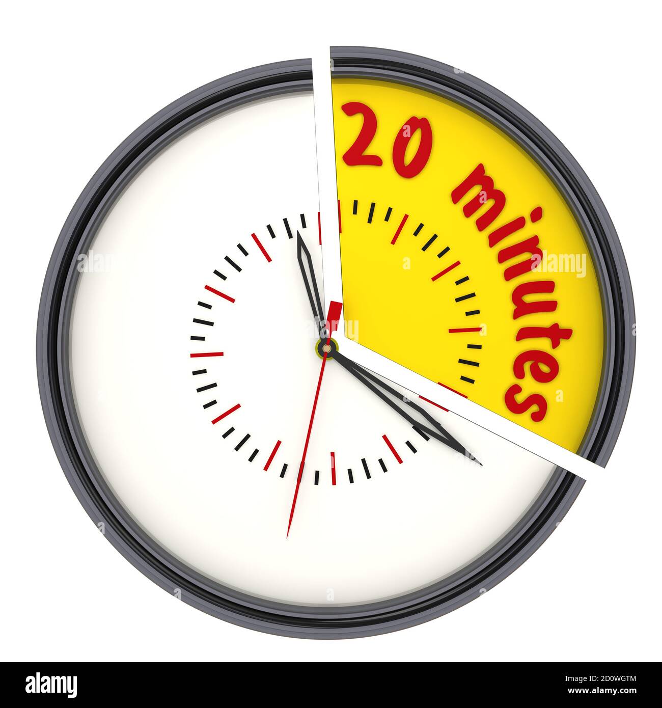 Twenty minutes on the clock. The time interval of twenty minutes on the ...