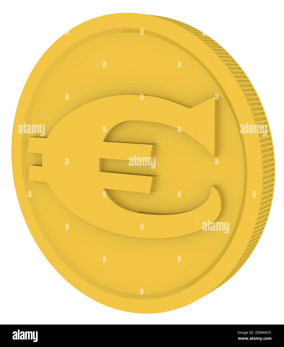 The coin with symbol of EURO currency. Gold coin with the symbol of the ...