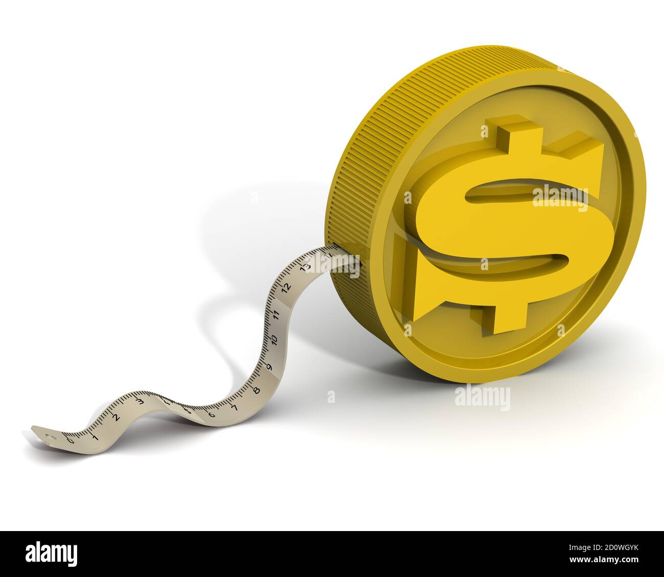 Measurement of income. Measuring tape stylized as a gold coin with the ...