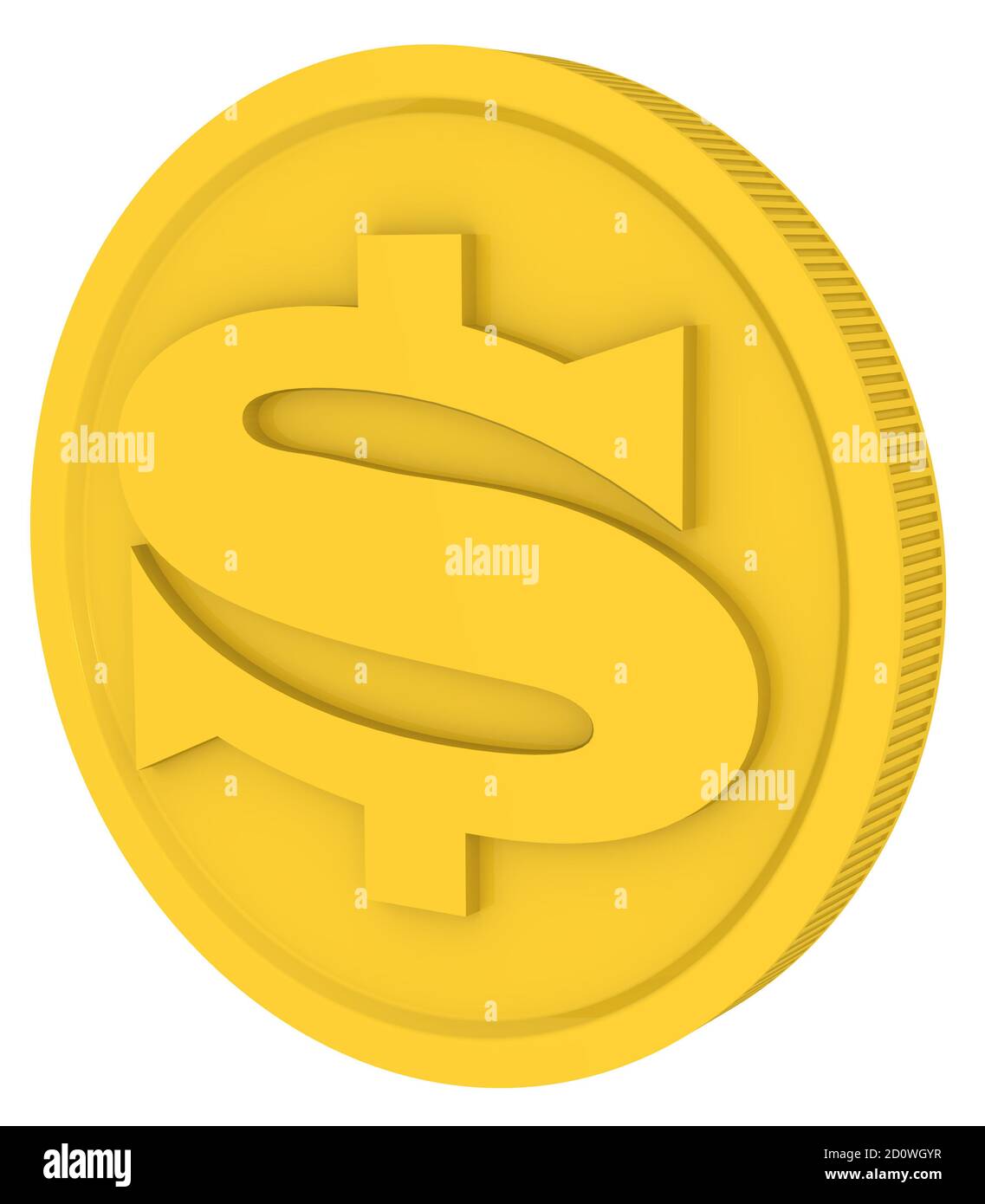 American dollar coin. Gold coin with the symbol of the US dollar. 3D ...