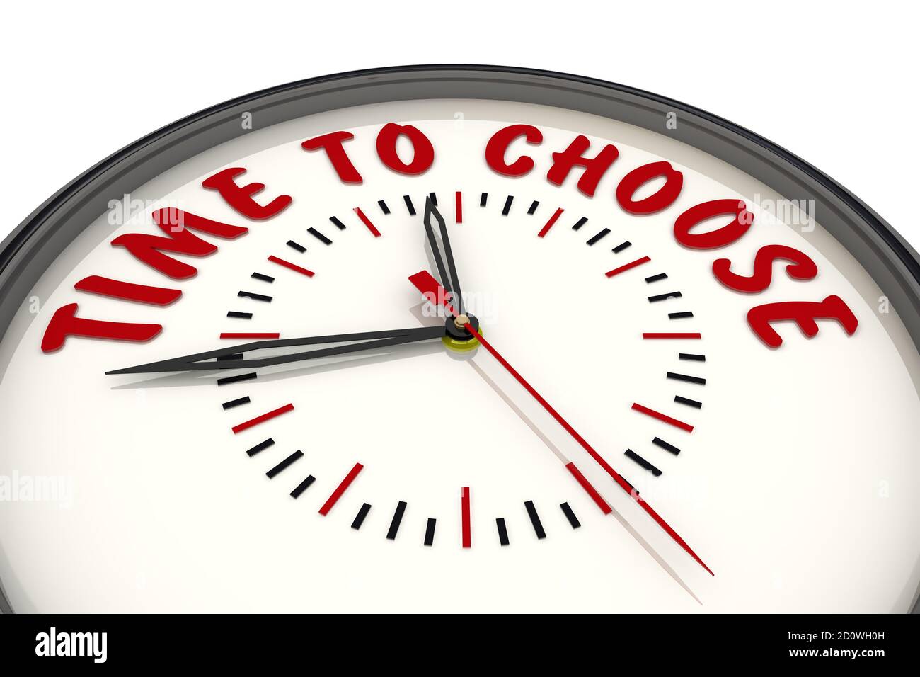Time to choose. Clock with text. Analog Clock with red text TIME TO ...
