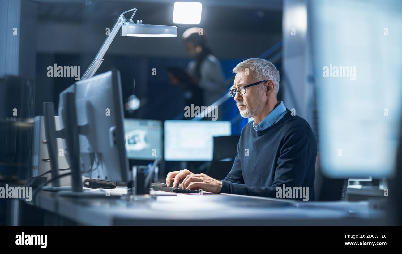 Shot of Industrial Engineer Working in Research Laboratory Development ...