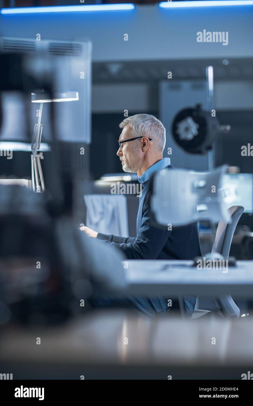 Shot of Industrial Engineer Working in Research Laboratory Development ...
