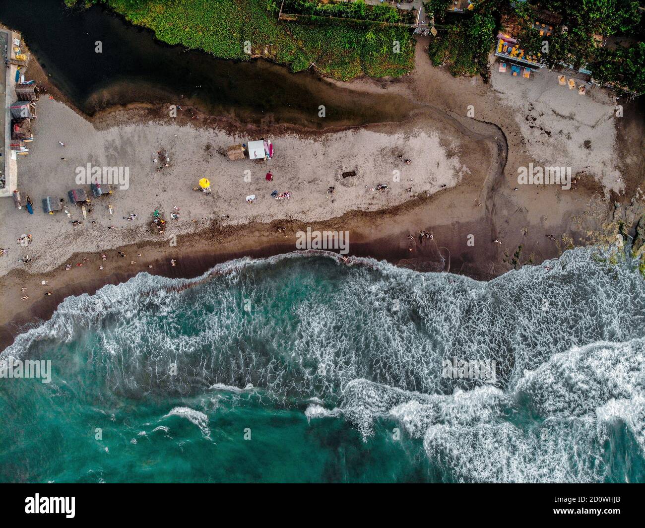 Top down shot of surfing area beach Stock Photo - Alamy