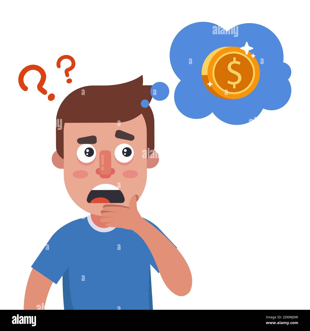Cartoon illustration businessman thinking money Cut Out Stock Images ...