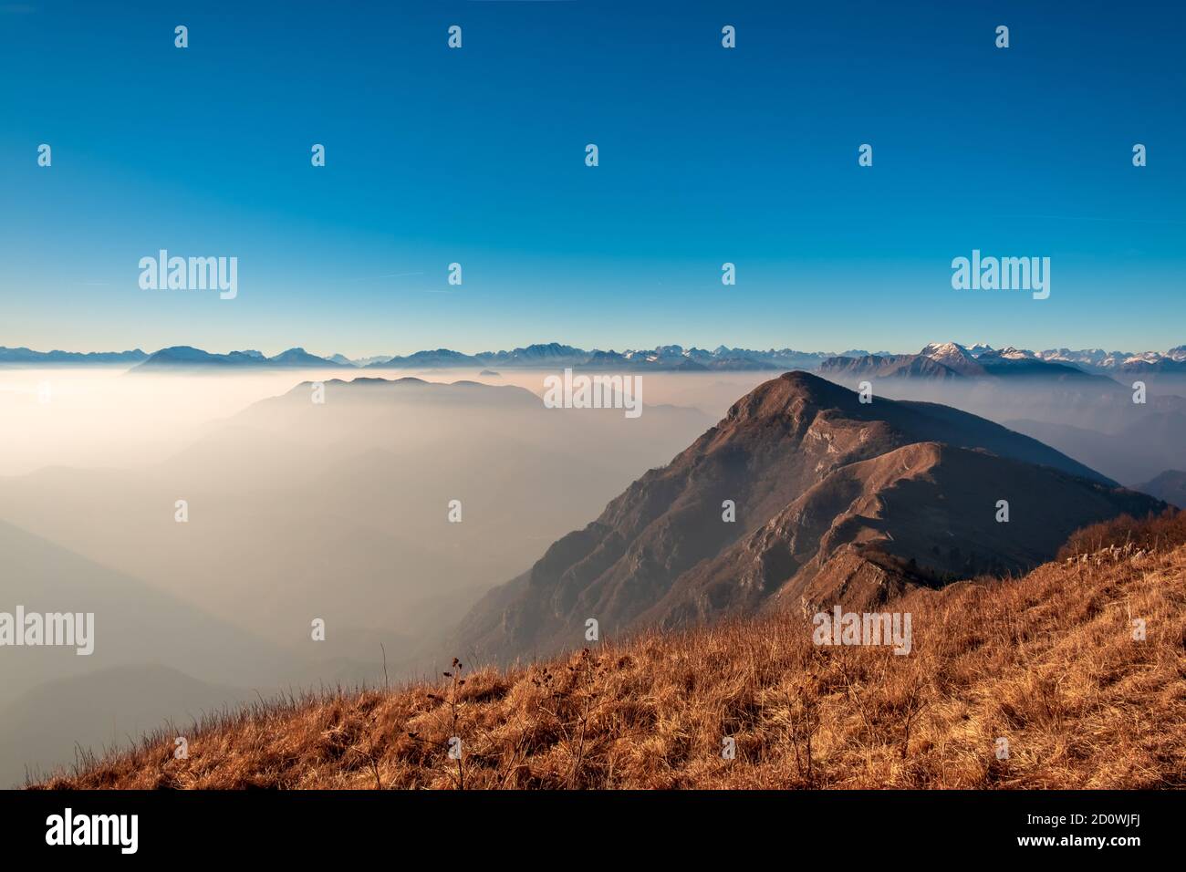 Trekking winter day in the mountains of Friuli-Venezia Giulia, Italy ...