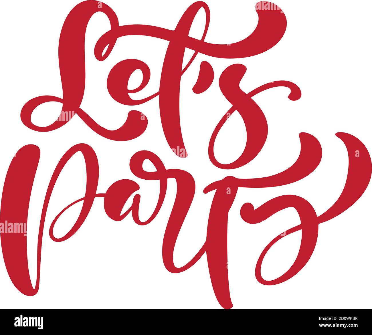 Lets party hand drawn lettering vector calligraphy text. Modern ...
