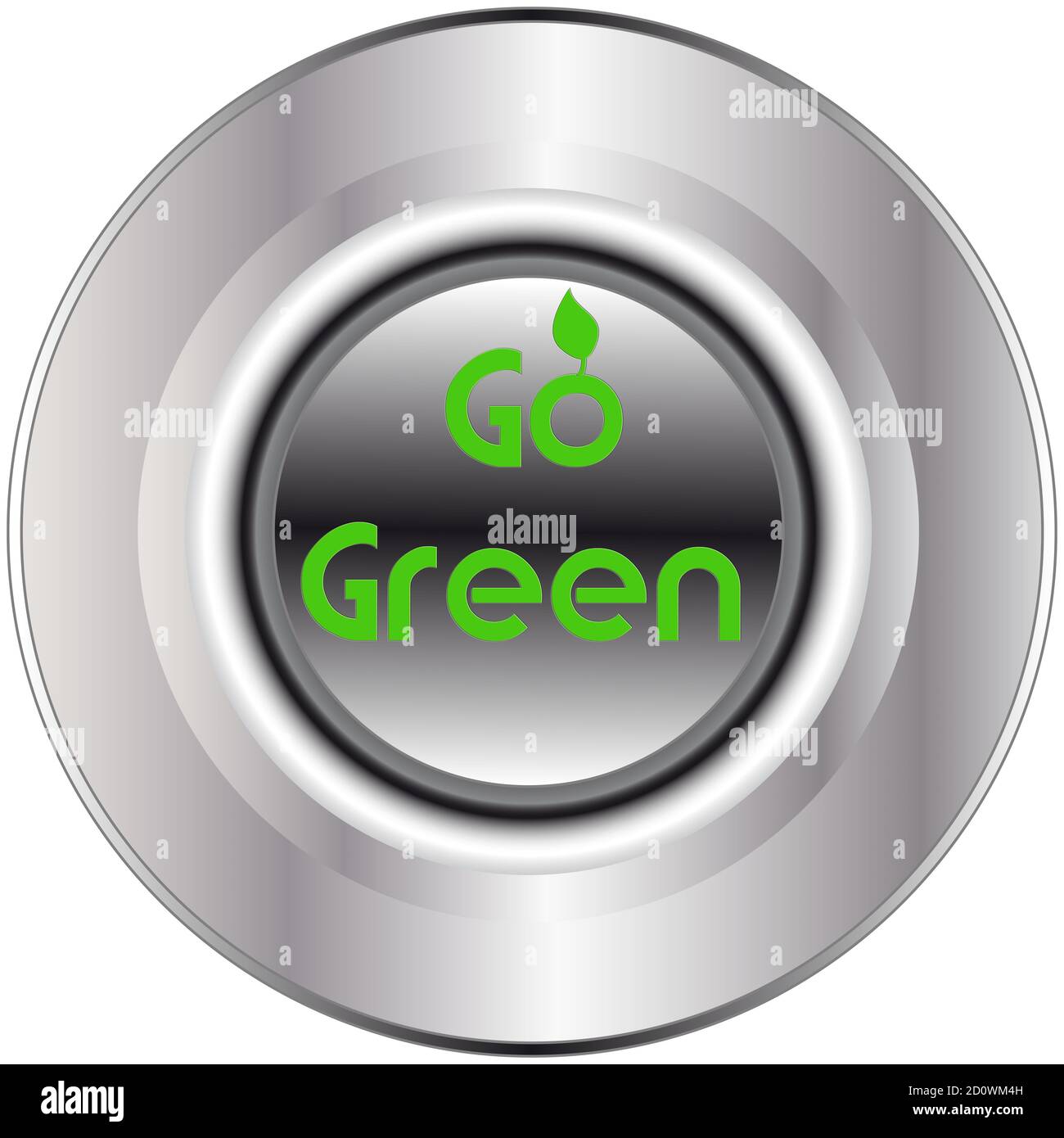 Silver Metal button Sign Go Green Stock Photo - Alamy