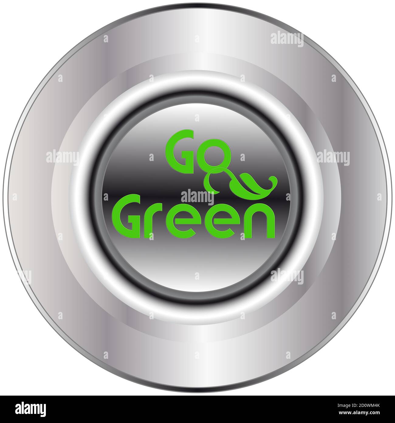 Silver Metal button Sign Go Green Stock Photo - Alamy