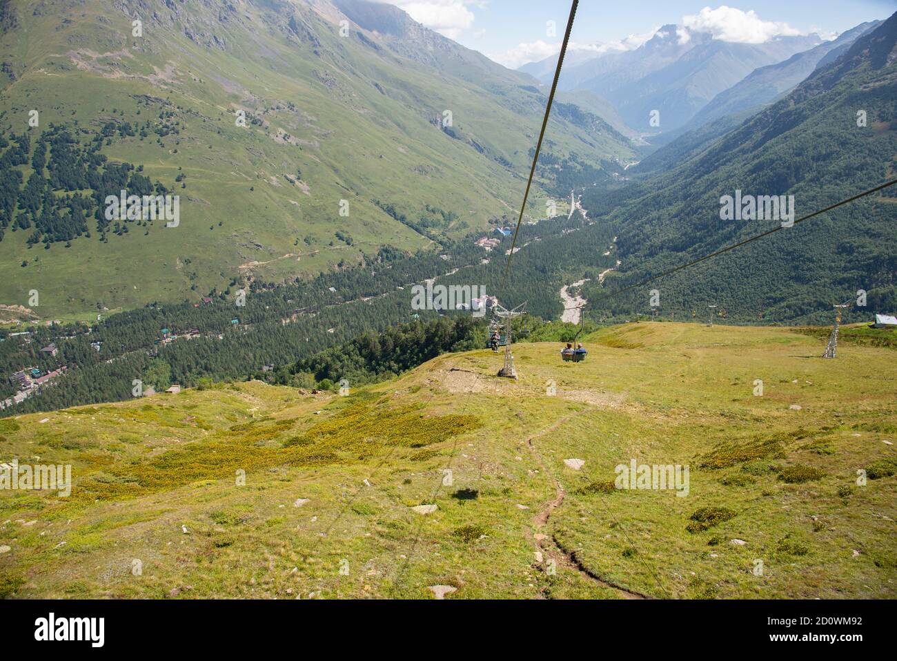 Cable way in the mountains. Cheget, Russia Stock Photo - Alamy
