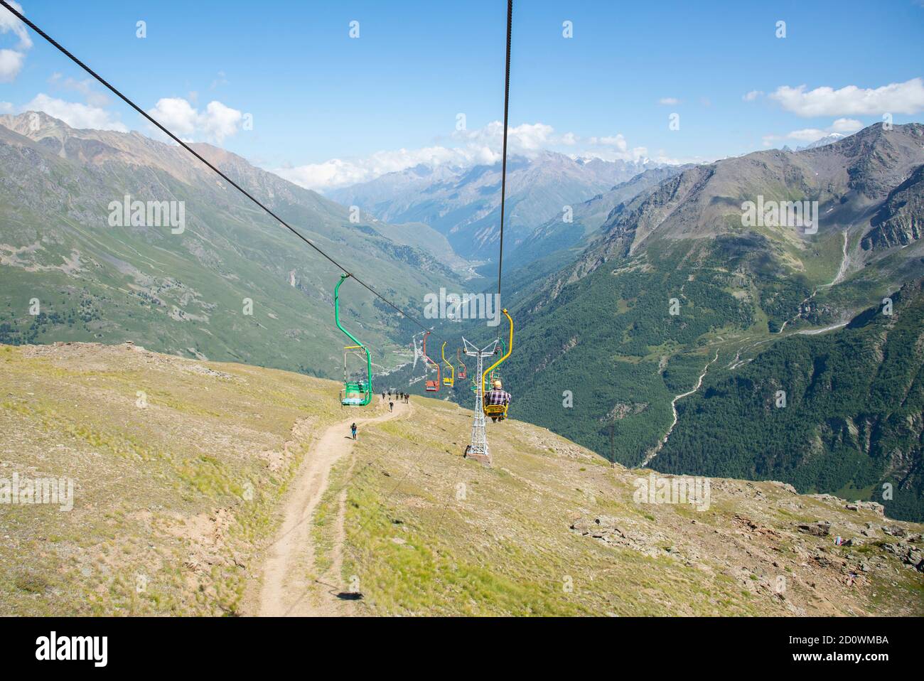 Chairlift on the mount Cheget. Caucasus Mountains, region Elbrus ...