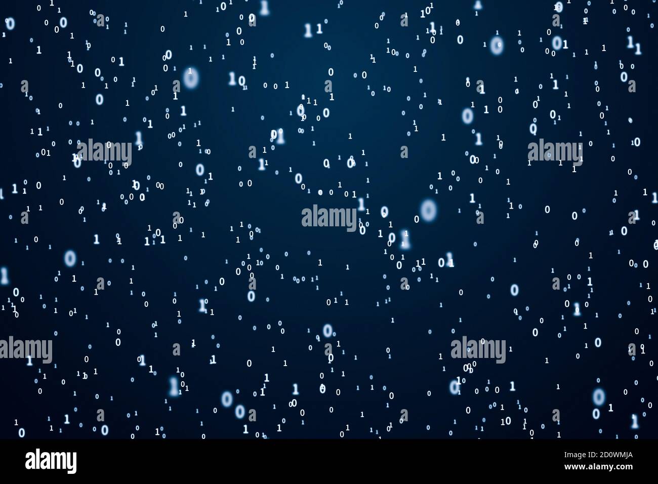 Binary coding numbers scatting on dark background, 3d rendering. Computer digital drawing Stock ...