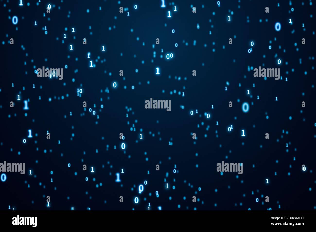 Binary coding numbers scatting on dark background, 3d rendering. Computer digital drawing Stock ...