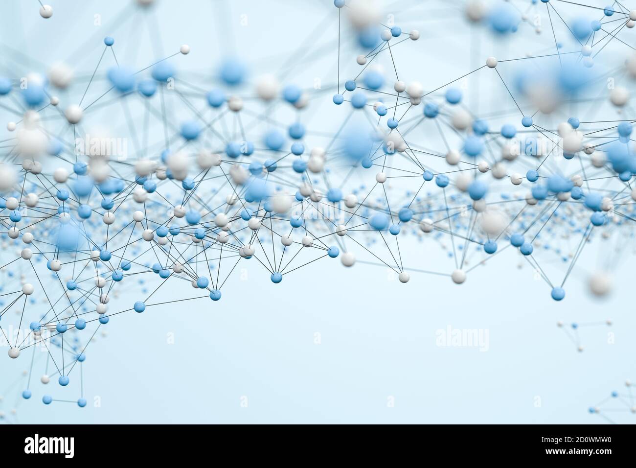 Biology structure lines and particles, 3d rendering. Computer digital ...