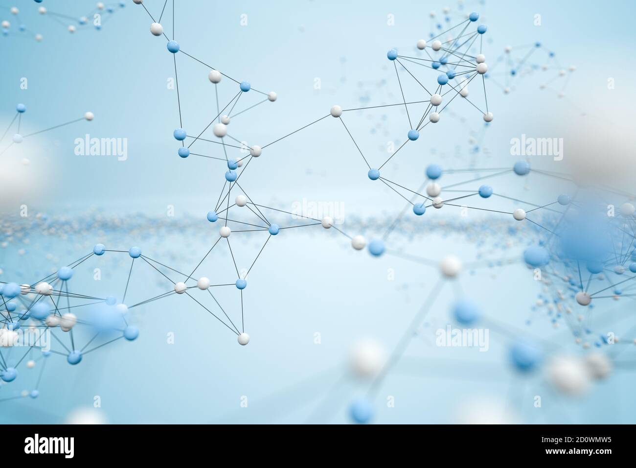 Biology structure lines and particles, 3d rendering. Computer digital ...
