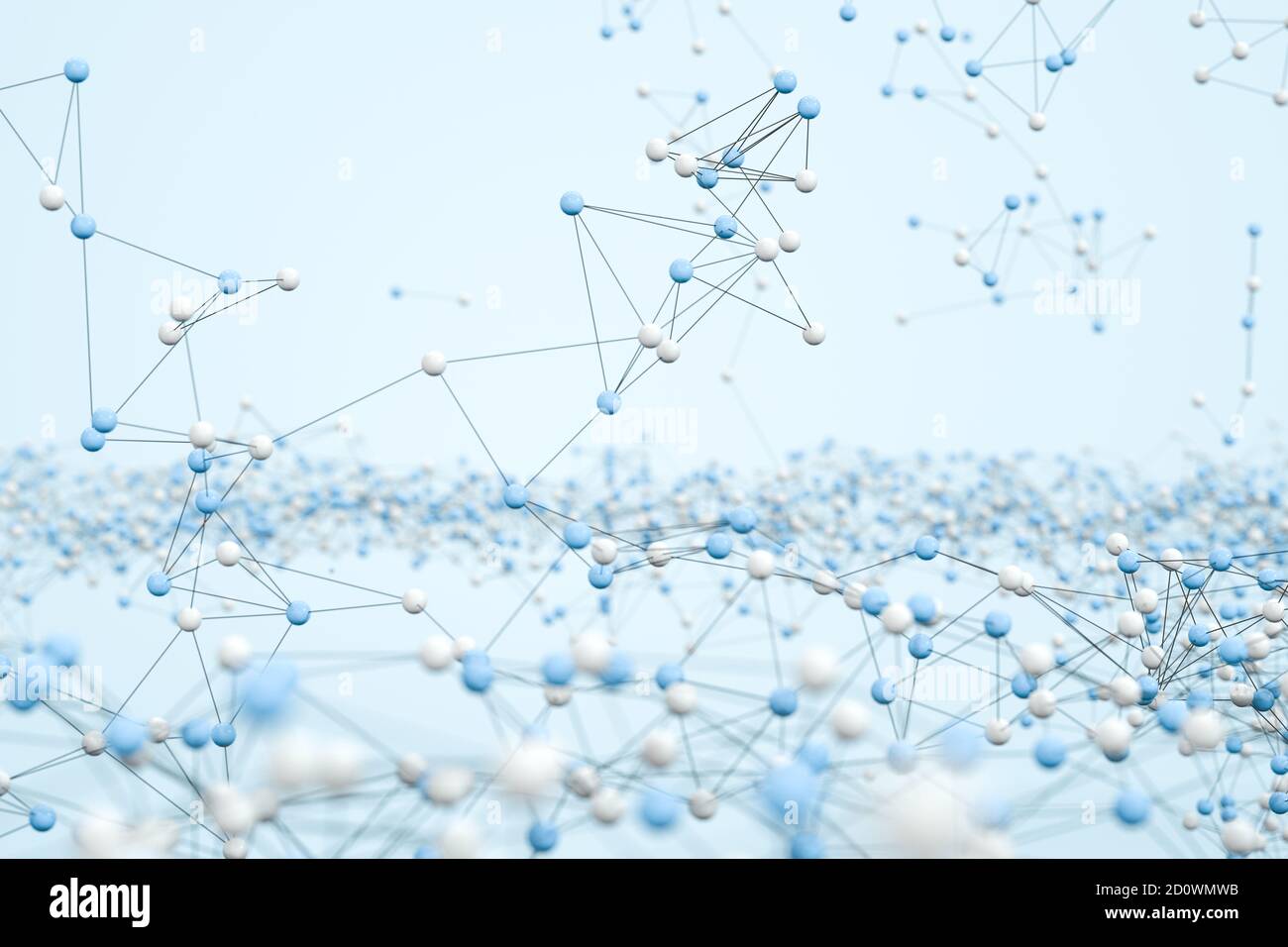 Biology structure lines and particles, 3d rendering. Computer digital ...