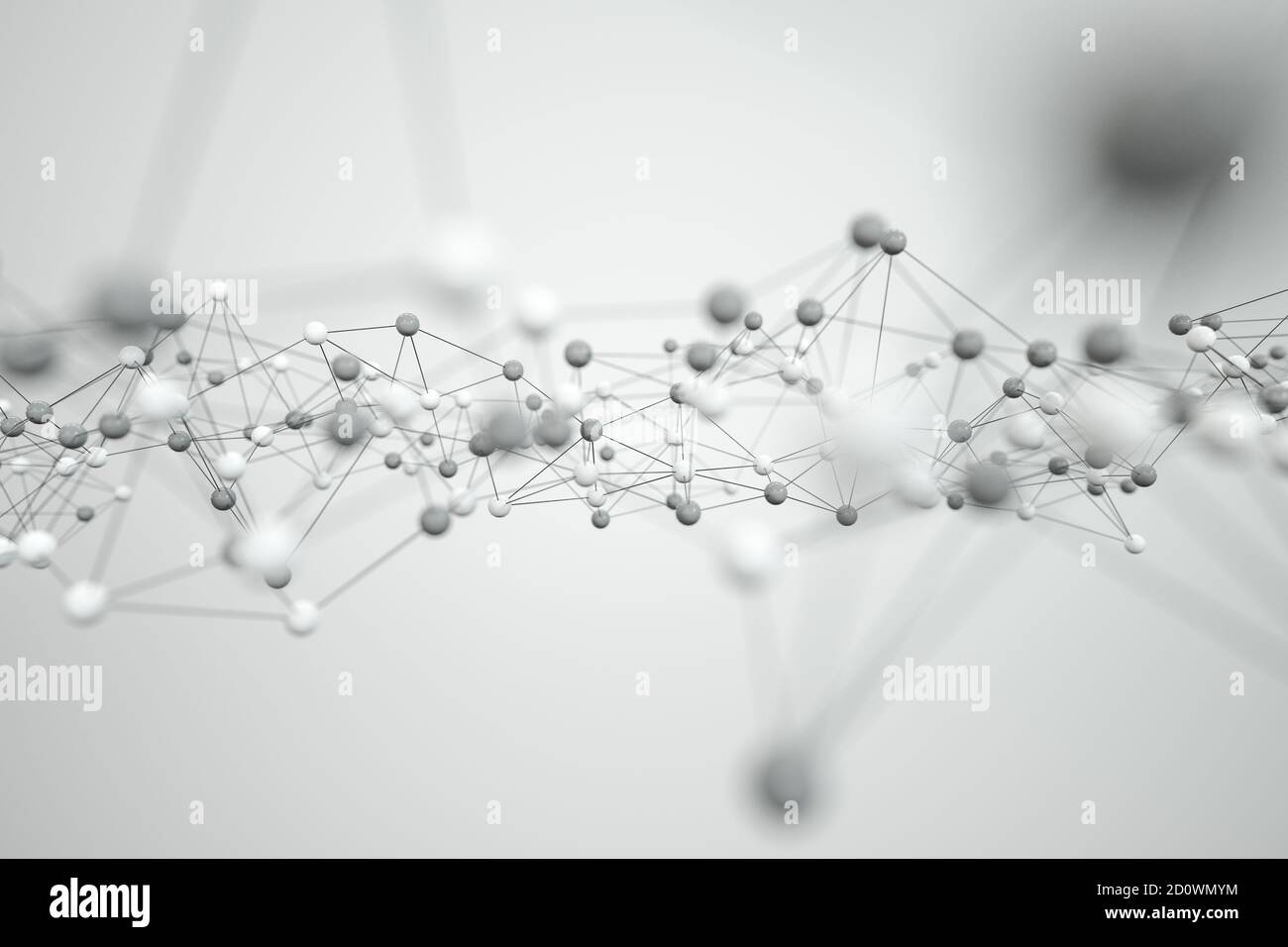 Biology structure lines and particles, 3d rendering. Computer digital ...
