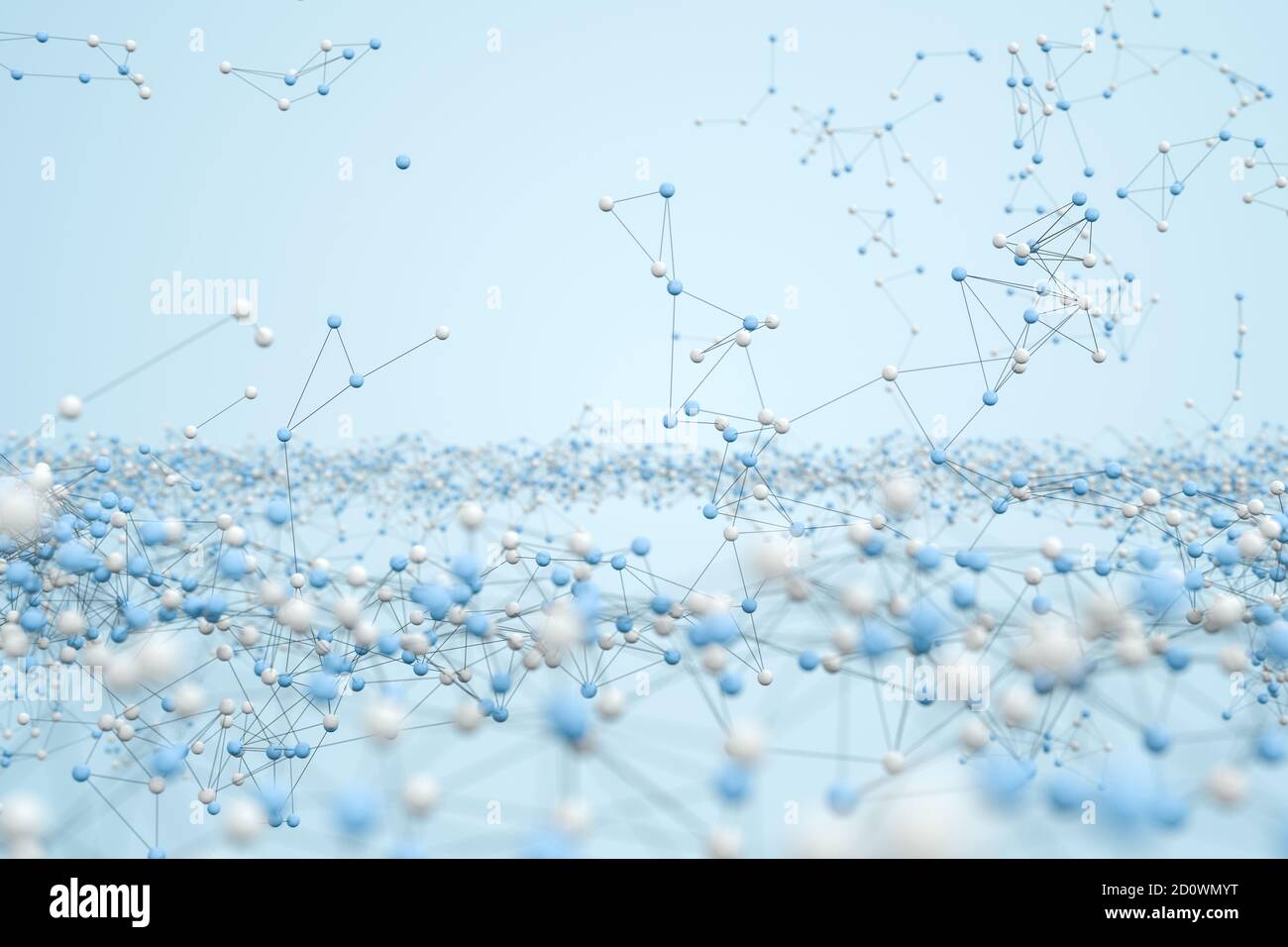 Biology structure lines and particles, 3d rendering. Computer digital ...