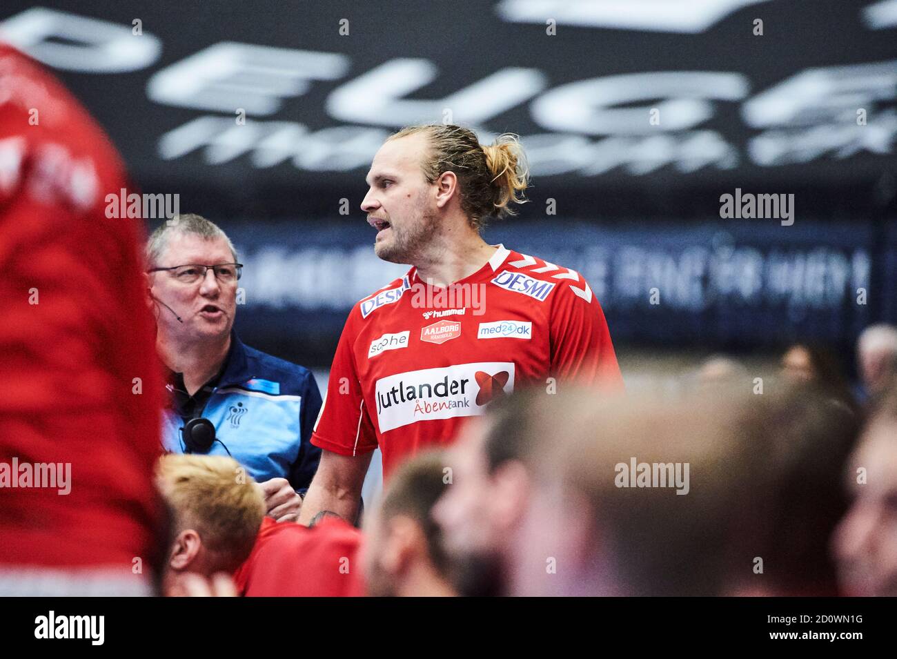 Aalborg, Denmark. 03rd Oct, 2020. Henrik Mollgaard (21) of Aalborg ...