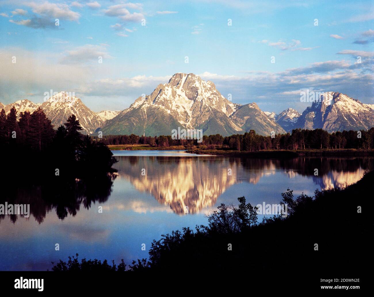 Iconic View of Mt. Moran as the Sun Rises over the Grand Teton National ...