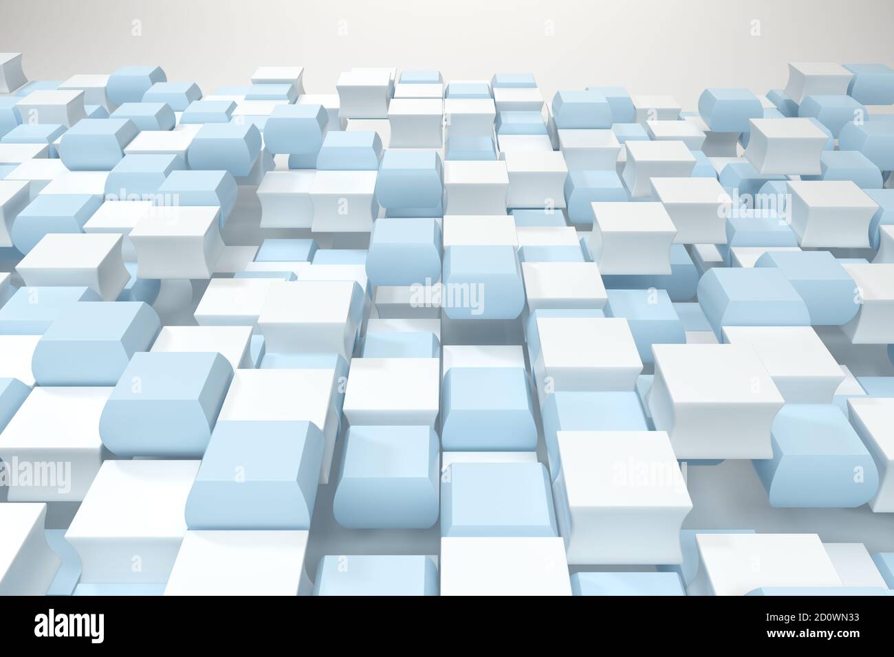 Creative blue and white cubes background, 3d rendering. Computer ...