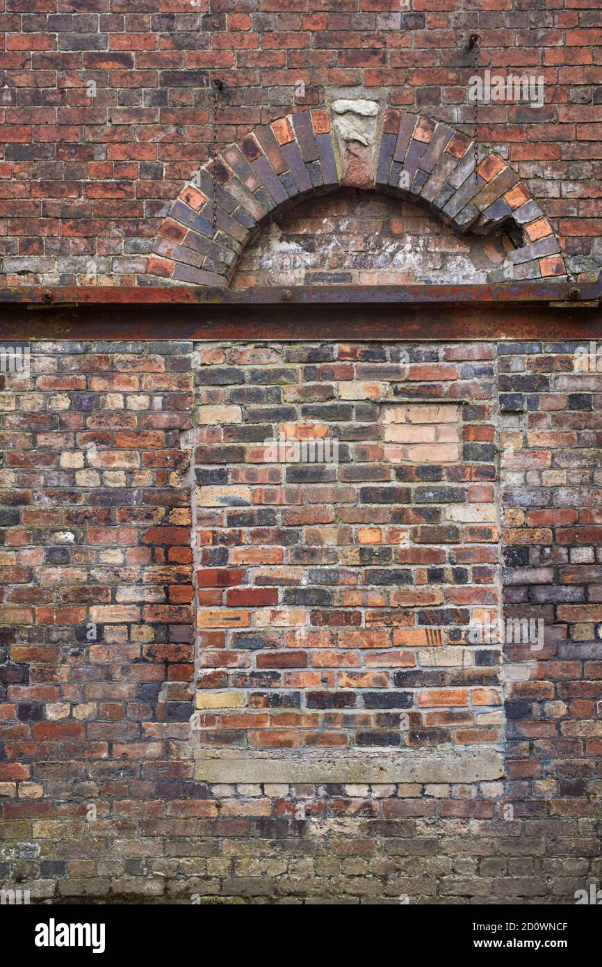 A bricked up window in an old warehouse in Stoke on Trent Stock Photo ...