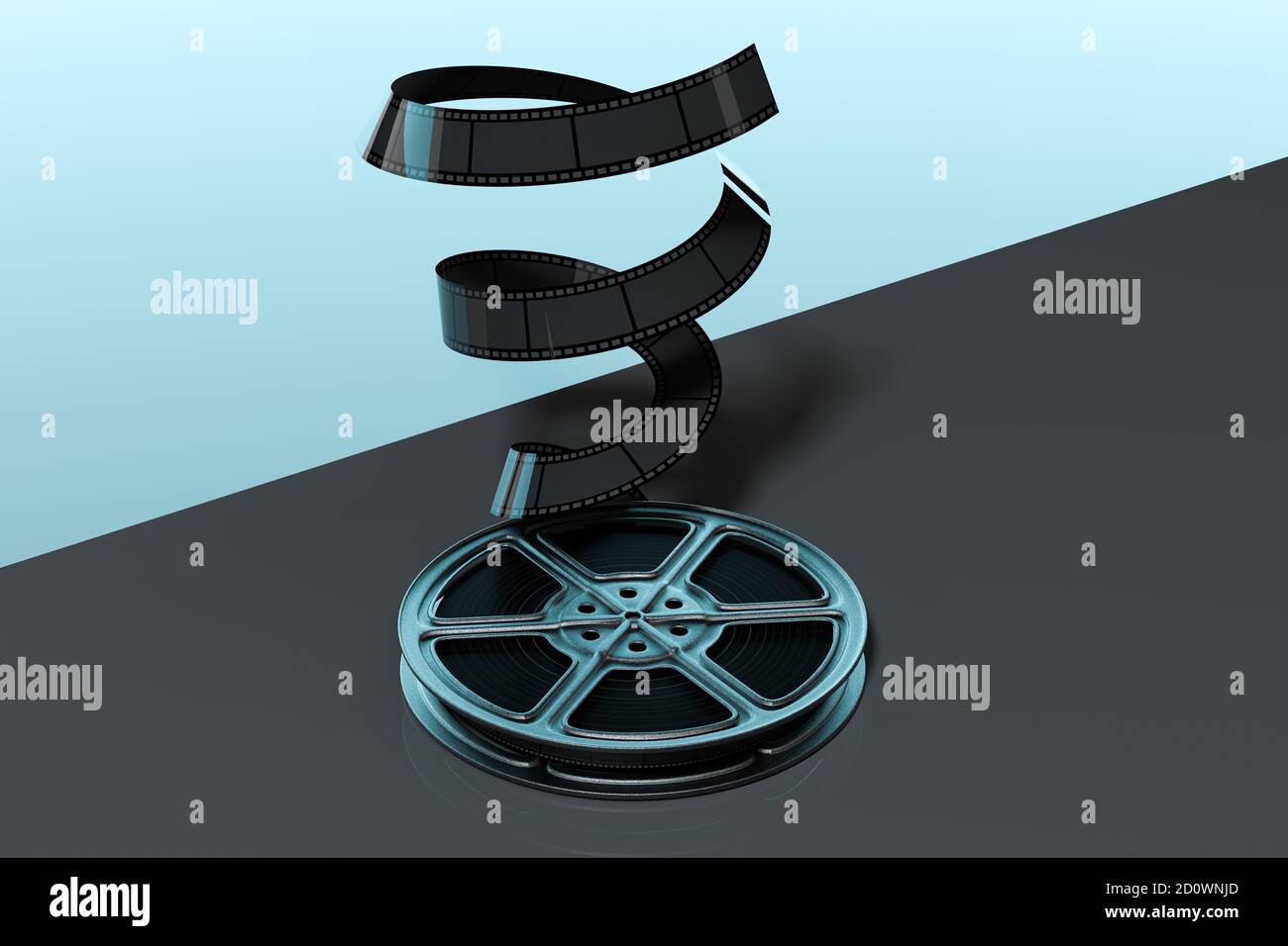 Film tapes with dark background, 3d rendering. Computer digital drawing ...