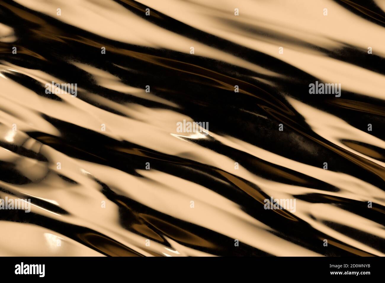 Flowing ripple pattern, golden background, 3d rendering. Computer ...