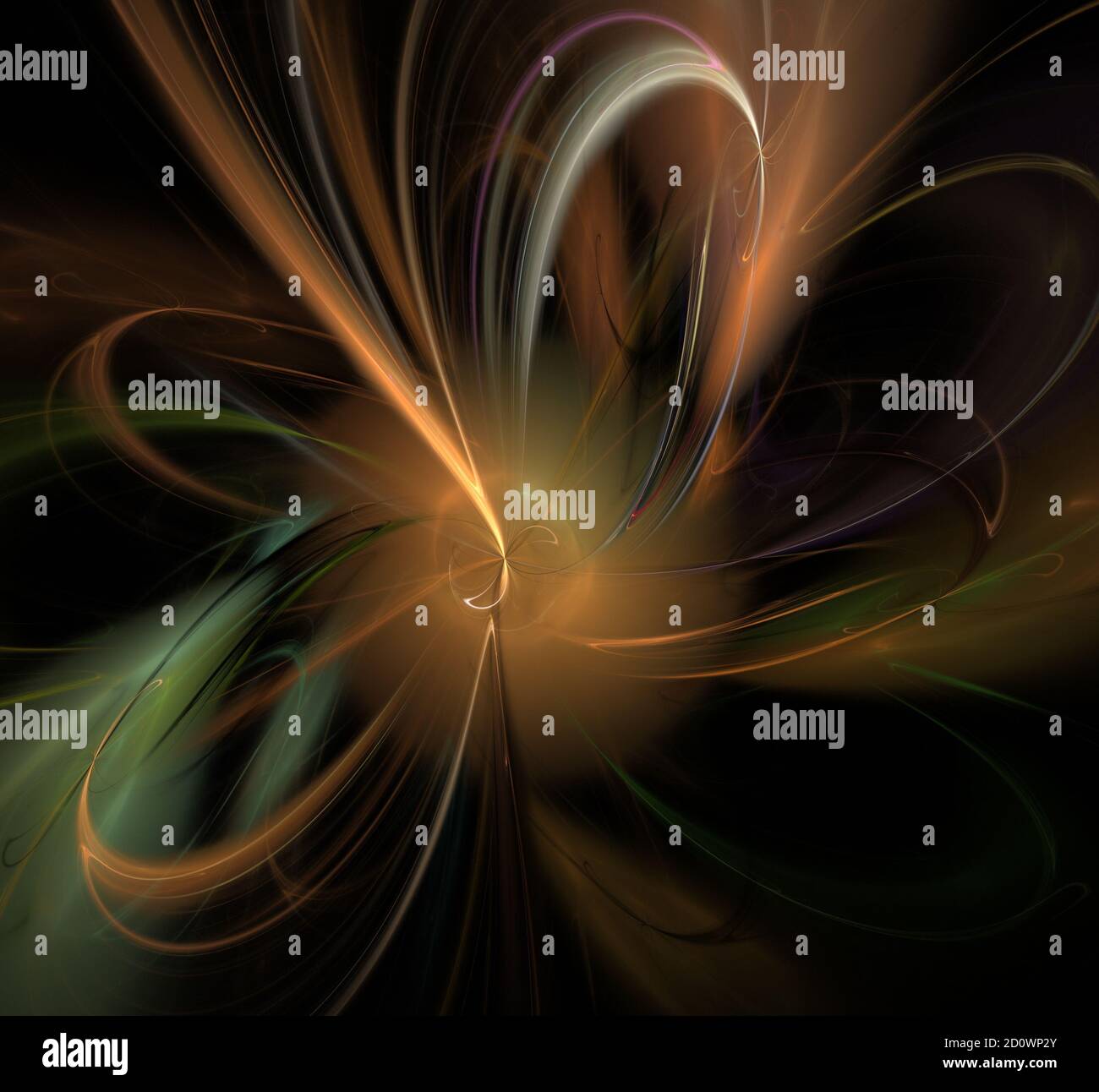 Abstract shapes of orange loops. Digital fractal art. 3d render Stock ...